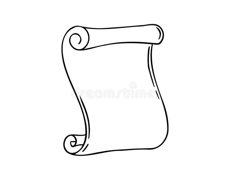 Ancient Empty Scroll Doodle Hand Drawn, Ancient Medieval Paper Outline ... Ancient Empty Scroll Doodle Hand Drawn, Ancient Medieval Paper Outline ...