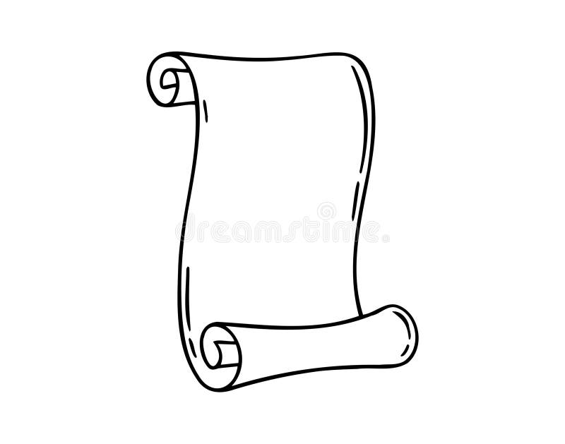 Ancient Empty Scroll Doodle Hand Drawn, Ancient Medieval Paper Outline Icon. Outline Vector ...