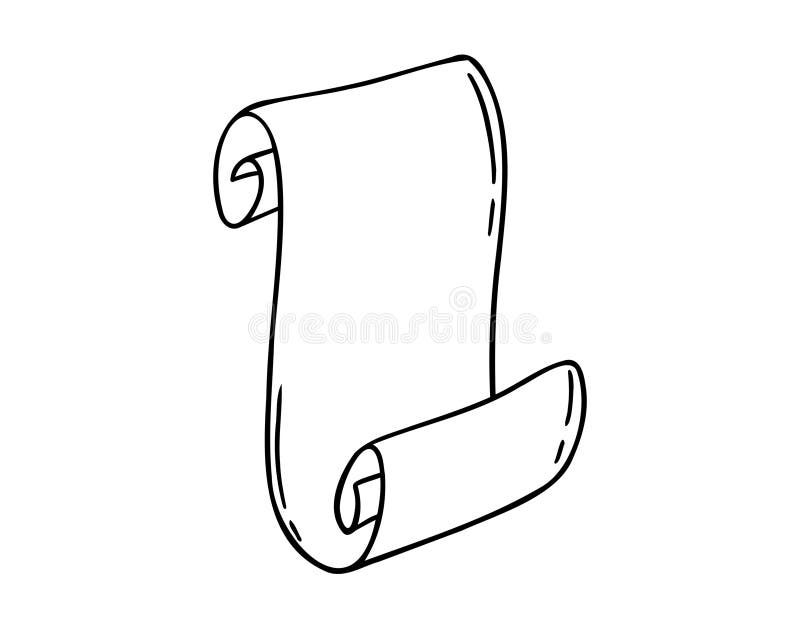 Ancient Empty Scroll Doodle Hand Drawn, Ancient Medieval Paper Outline ...
