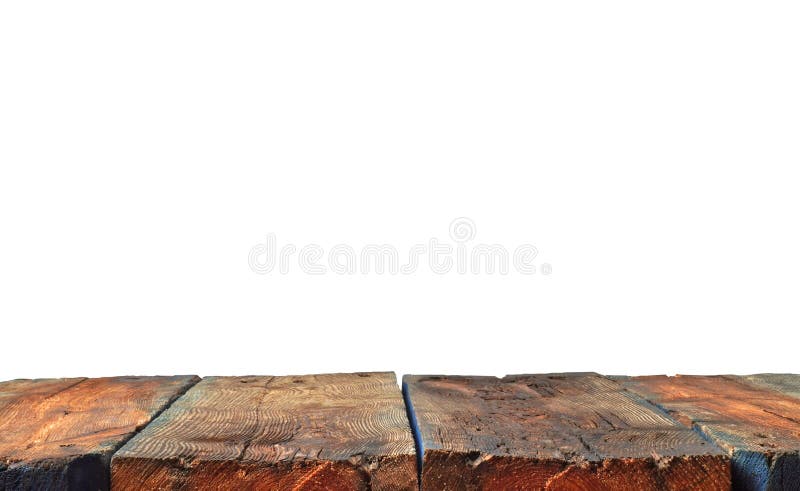 An Ancient Empty Wooden Table in Front Isolated on White. Table in ...