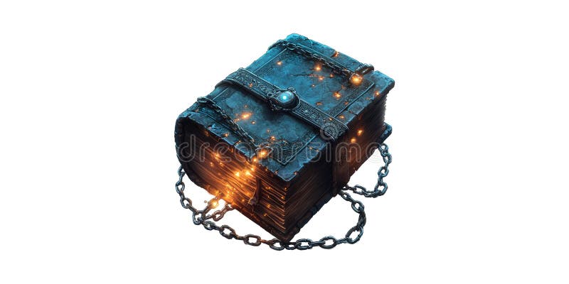 Ancient Enchanted Book with Glowing Chains. Mystical Knowledge and ...