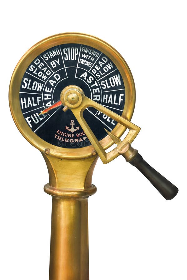 Ancient Engine Room Telegraph with Black Control Panel Stock Photo ...