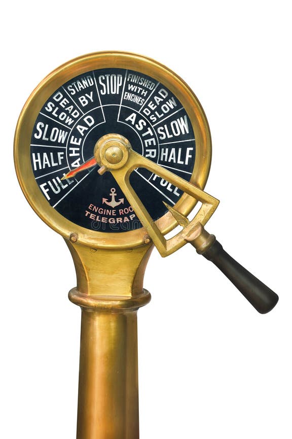 Ancient Engine Room Telegraph with Black Control Panel Stock Photo ...