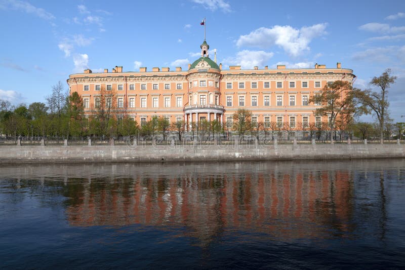 Ancient Engineering Castle with Reflection in the Fontanka River. Saint ...