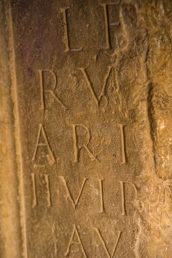 Engraved Stone With Latin Letters Stock Image - Image of letter ...