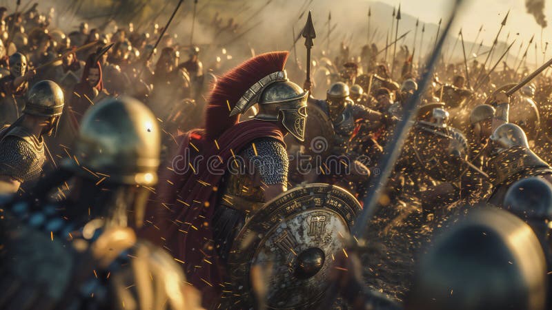 Ancient epic battle scene stock illustration. Illustration of myth ...