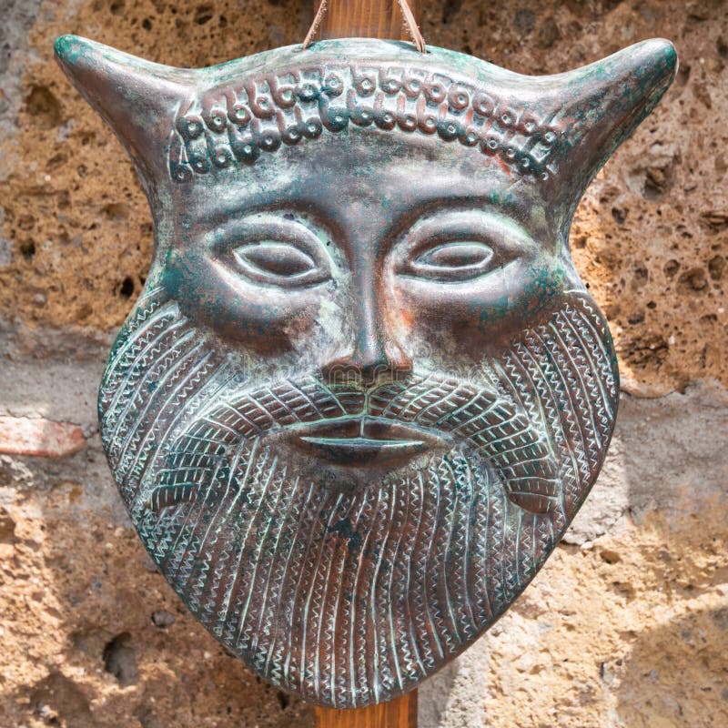Ancient Etruscan Mask Made of Hand-worked Bronze. Stock Image - Image ...