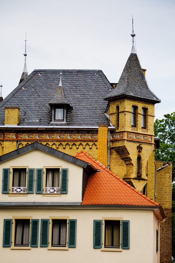 European House with Green Lawn Stock Image - Image of real, country ...