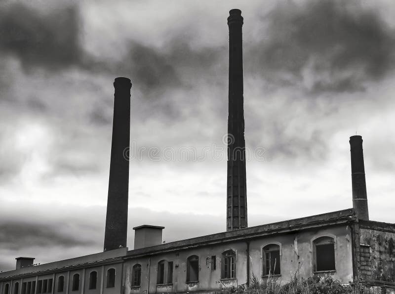 Ancient Factory with Stone Towers Stock Photo - Image of outdoor ...