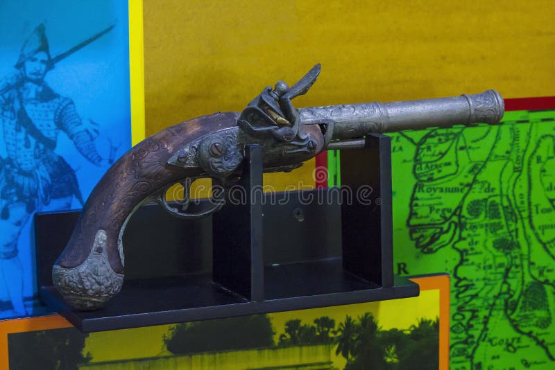 Ancient Firearms are on Wooden Platforms. Stock Image - Image of ...