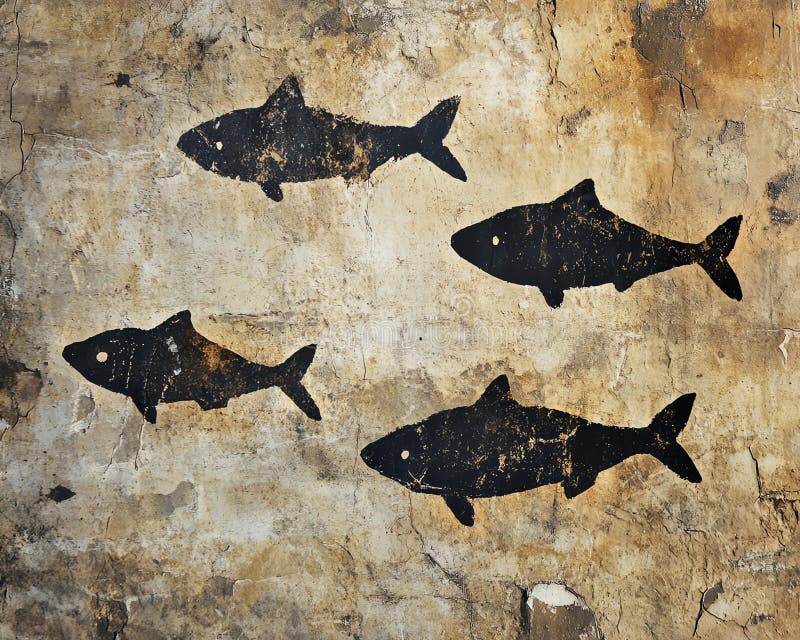 Ancient Fish Art on Textured Wall Represents Early Human Creativity and ...