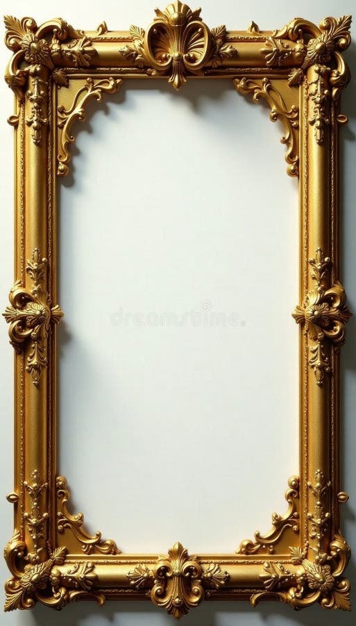 Ancient Flat Golden Frame Cutout, Ornate Details, Empty, Royal Stock ...