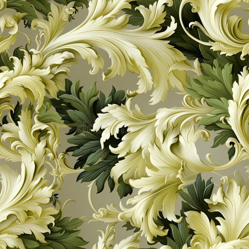 Ancient Floral Pattern in White with Intricate Details (tiled) Stock ...