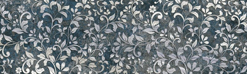 Ancient Flowers Leaf Pattern with Cement Texture Stock Image - Image of ...