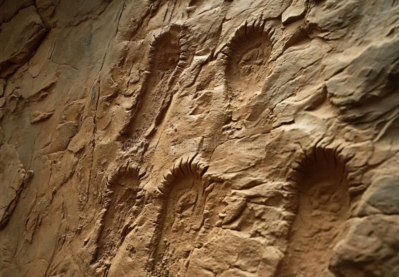 Ancient Footprints Etched in Stone Wall Texture High Quality Image ...