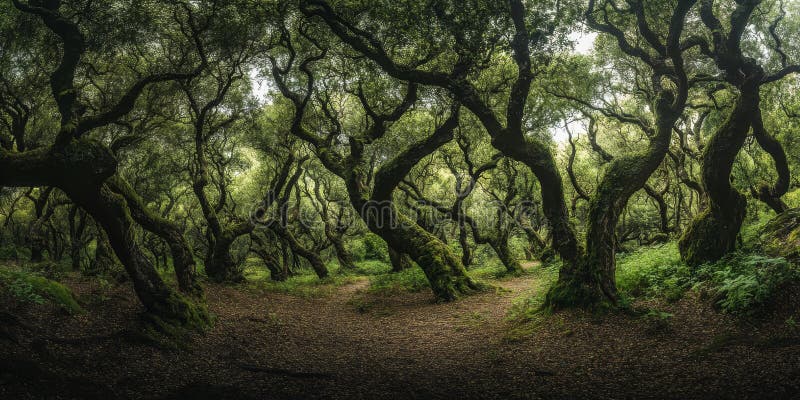 An Ancient Forest with Twisted Trees and Magical Creatures, Where Every ...