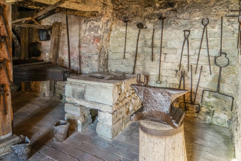 An Ancient Forge in a Museum in Germany Various Tools of Different ...
