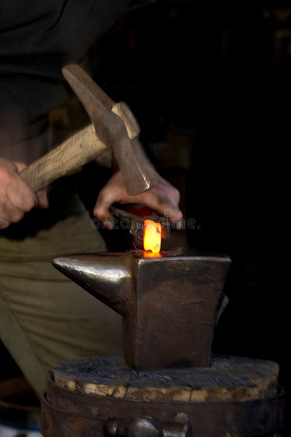 Ancient Forging Hammer and Anvil Stock Photo - Image of shiny, steel ...