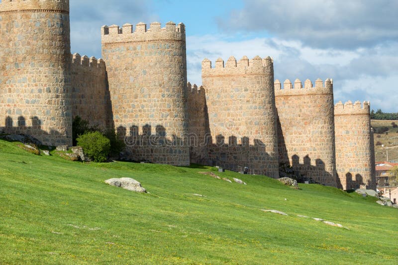 Avila Castle City Walls, Spain Editorial Stock Image - Image of famous ...