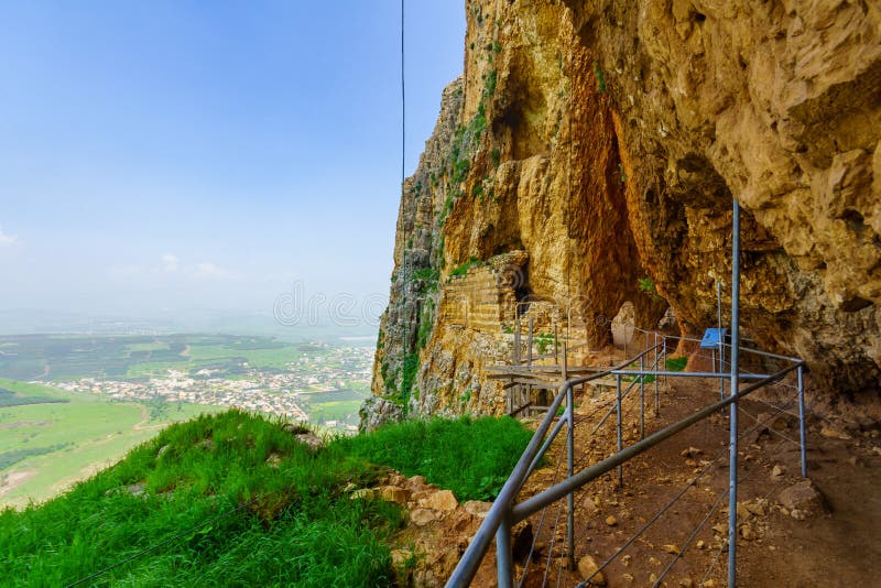 Ancient Fortress on the Cliffs of Mount Arbel Stock Photo - Image of ...