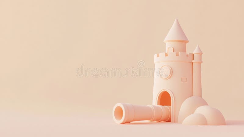 An Ancient Fortress Designed in a Low-poly Style, Depicted As a ...