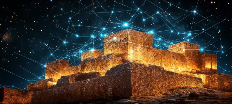 Ancient Fortress Illuminated by Digital Network, Connecting History and ...