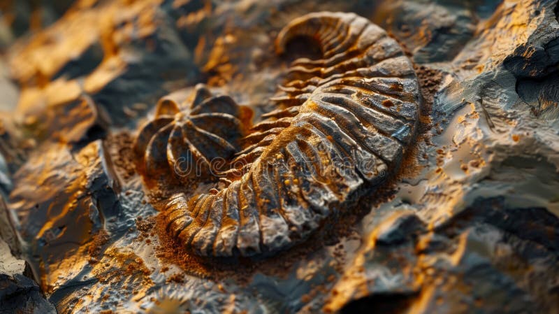 Close-up Image of Ancient Fossils Embedded in Rock Surface ...
