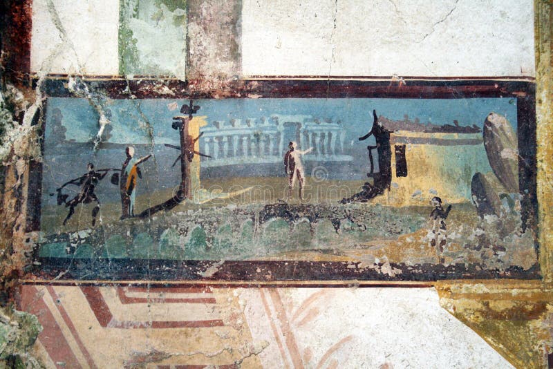 Murals in the Ancient Roman Pompeii, Italy Stock Photo - Image of ...