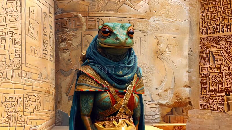 Ancient Frog Deity Walking in Egyptian Temple Stock Video - Video of ...