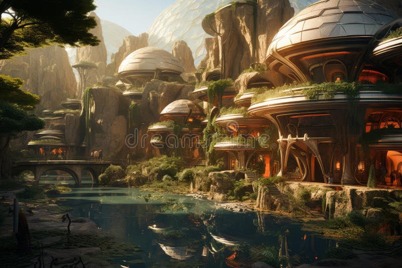 Ancient Future City. Generate Ai Stock Illustration - Illustration of ...