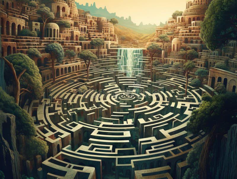 Ancient of Future Labyrinth Civilization Stock Illustration ...