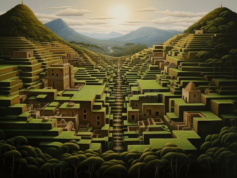 Ancient of Future Labyrinth Civilization Stock Illustration ...