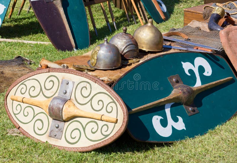 Ancient Gallic Battle Equipment Stock Image - Image of horn, armour ...