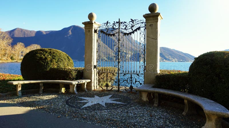 Ancient Gate of Ciani Park, Lugano, Switzerland, Europe Stock Image ...