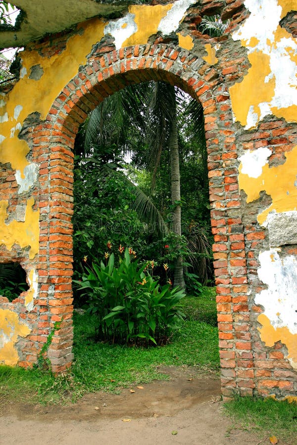 Ancient gateway stock image. Image of vietnamese, yellow - 2167117