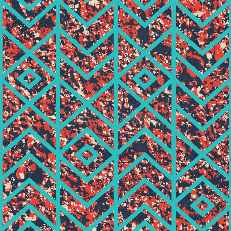 Ancient Geometric Seamless Pattern with Grunge Texture Stock Vector ...