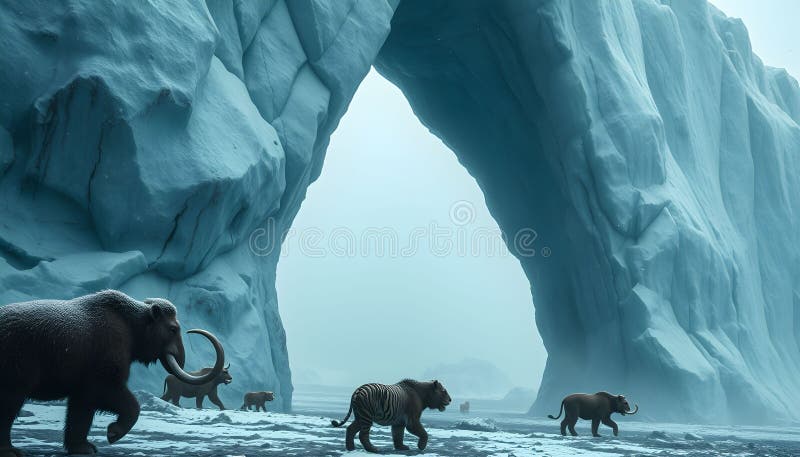 Ancient Giants Under Ice Arch: a Prehistoric Landscape Stock ...
