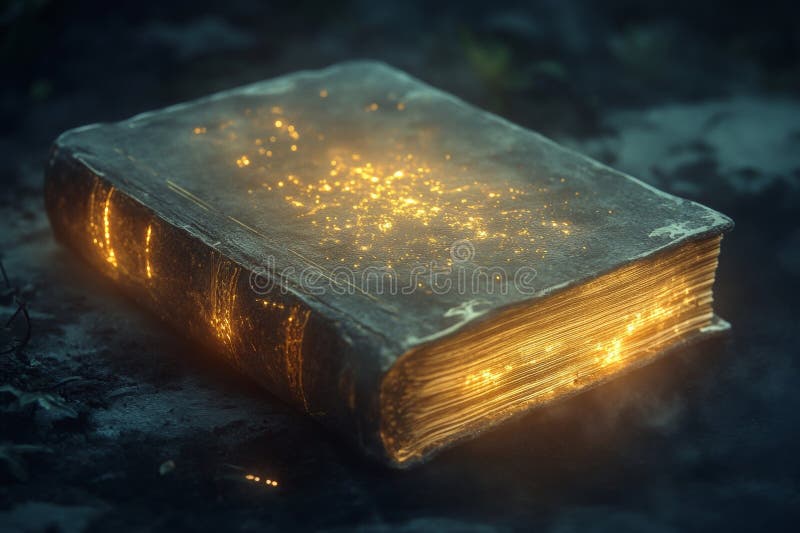 Ancient Glowing Book of Secrets and Magic Stock Illustration ...