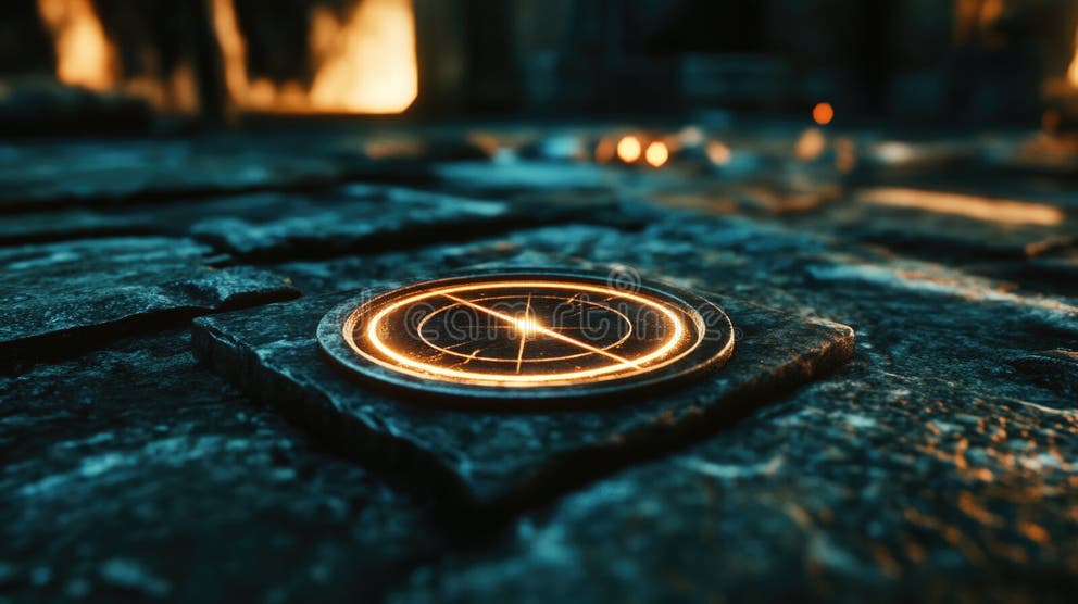 Ancient Glowing Glyph on Stone Surface in Mystical Setting Stock ...