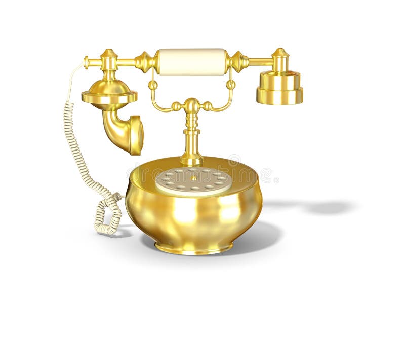 Vintage Gold Phone. 3d Illustration Stock Illustration - Illustration ...