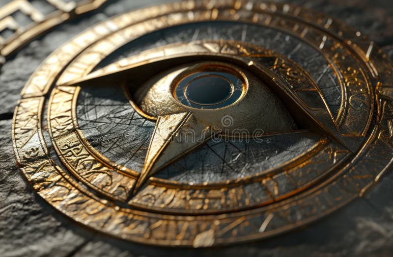 Ancient Golden Compass Rose Embedded in Stone Stock Illustration ...