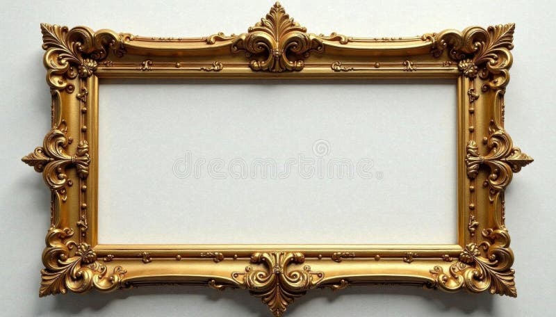 Ancient Golden Frame Cutout, Ornate Design, Flat Surface, Picture Frame ...