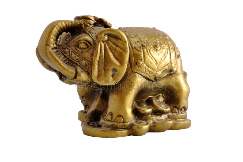 Ancient Golden Statue of an Elephant Isolated Stock Image - Image of ...