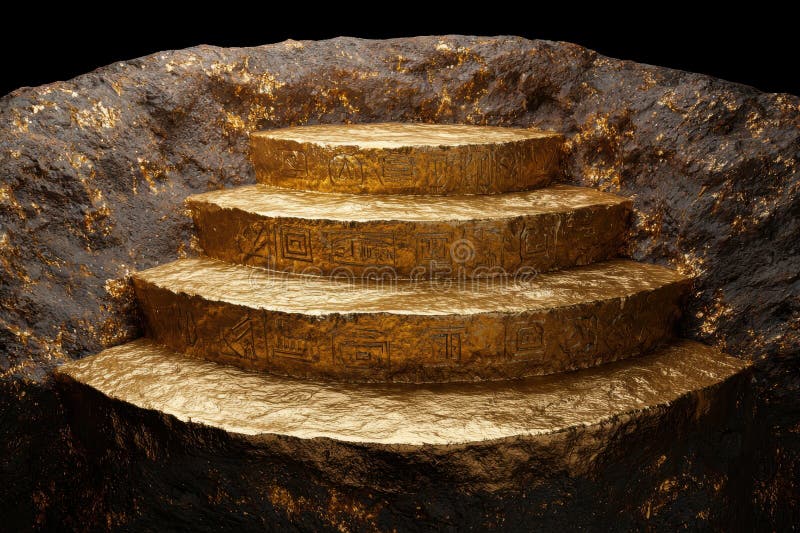 Ancient Golden Steps Carved in Stone Stock Illustration - Illustration ...