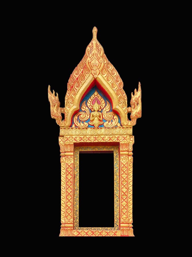 Ancient Golden Window with Thai Pattern in Temple Stock Image - Image ...