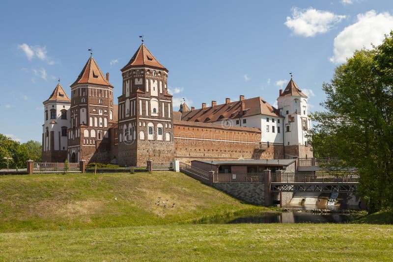 An Ancient Gothic Castle in the Urban Settlement of Mir, Belarus Stock ...