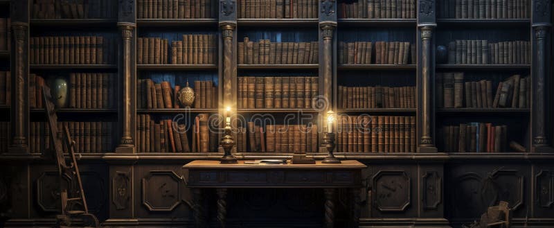 Ancient Gothic Library, Dark and Eerie Library, Magic Medieval Library ...