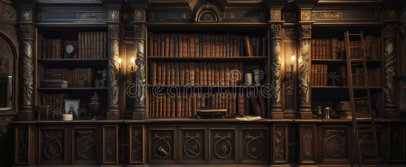 Ancient Gothic Library, Dark and Eerie Library, Magic Medieval Library ...