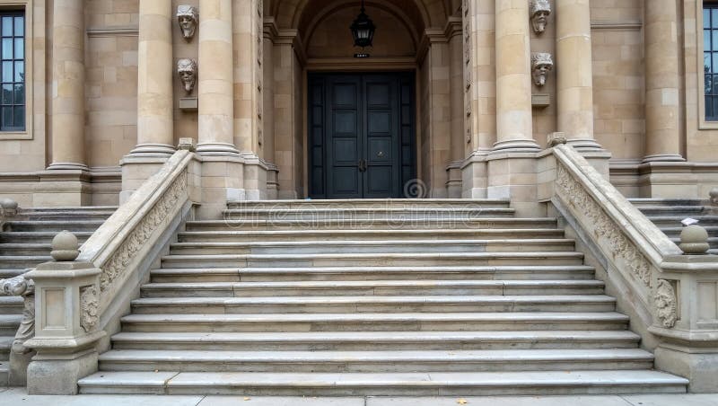 Ancient Government Building Facade with Marble Steps Intricate Columns ...