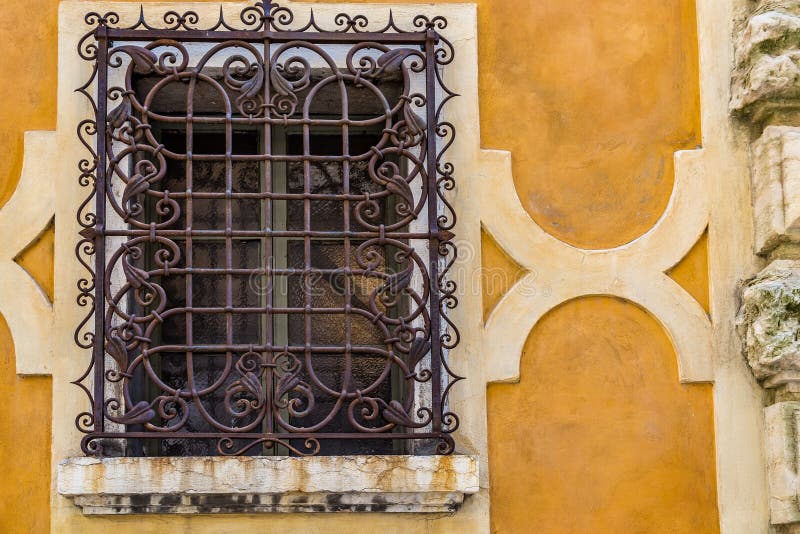 Ancient Grate in Building of Verona Stock Photo - Image of colorful ...
